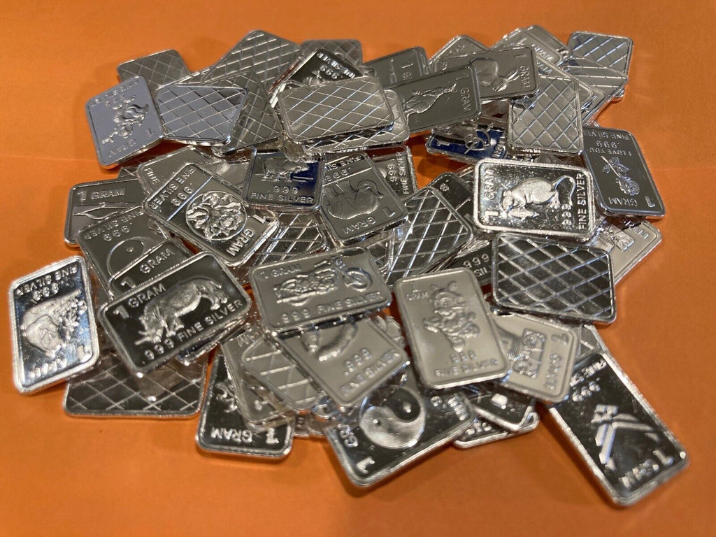 (20x) 1 Gram Pure .999 Fine Silver Bars & 8 Vials Of Gold flakes – Old ...